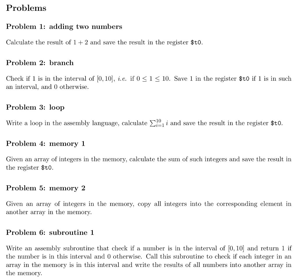 Solved Problems Problem 1: adding two number:s Calculate the | Chegg.com