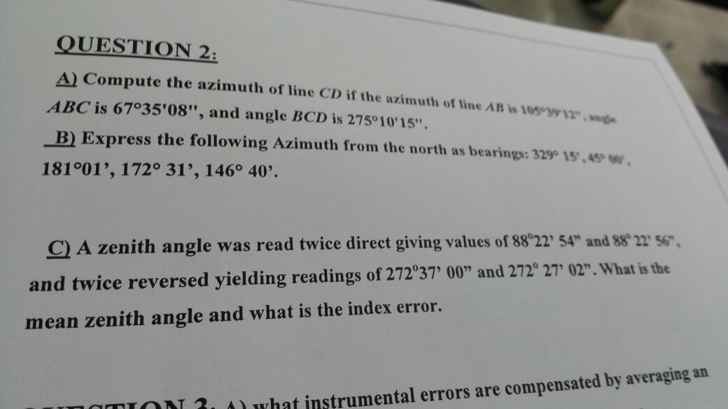 Solved Compute the azimuth of line CD if the azimuth of line | Chegg.com