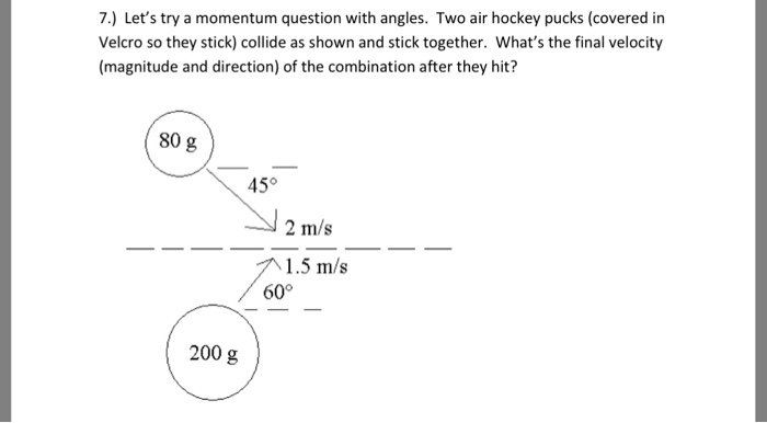 Solved 7.) Let's try a momentum question with angles. Two | Chegg.com