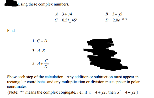 Solved Using these complex numbers, A = 3+j4 B =j5 C = | Chegg.com