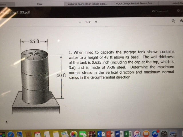 Solved When filled to capacity the storage tank shown | Chegg.com
