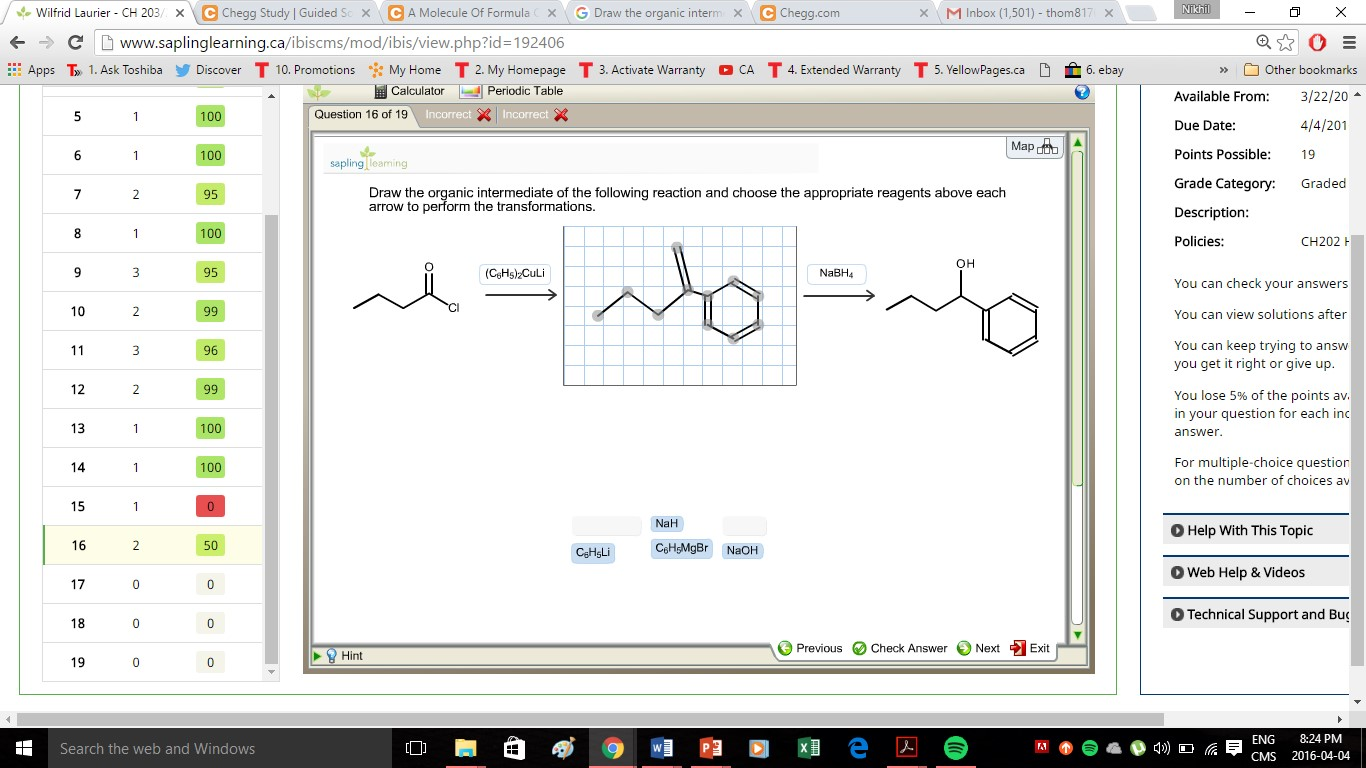 Solved Draw the organic intermediate of the following | Chegg.com