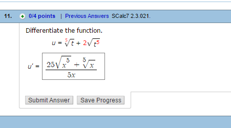 Solved Differentiate the function. u=5 root t+2 root t^5 u= | Chegg.com