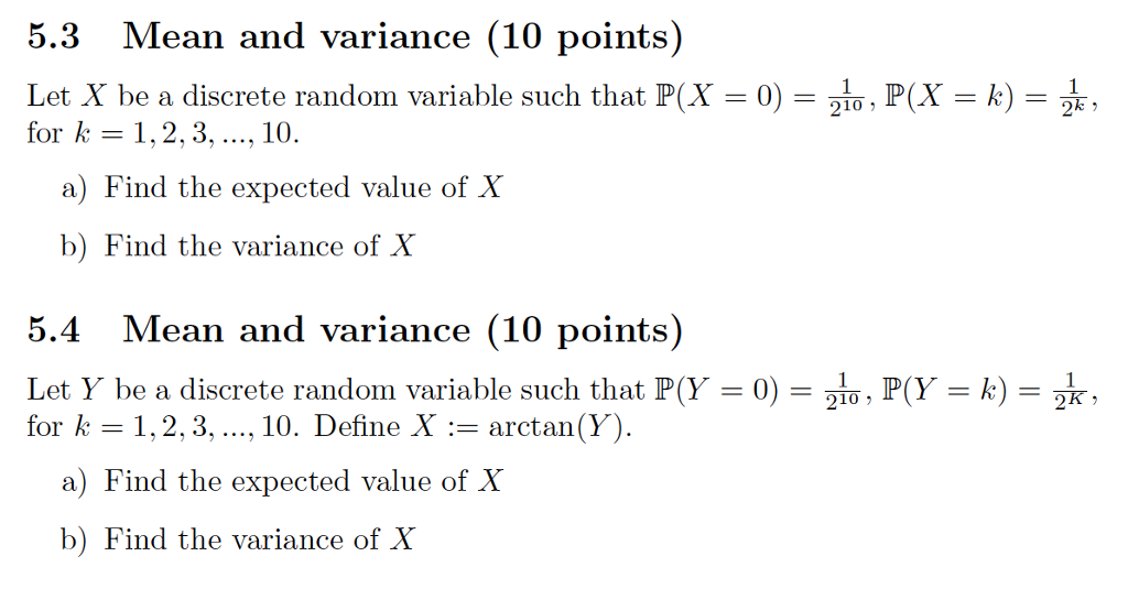 Mean and variance Let X be a discrete random | Chegg.com