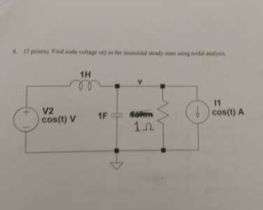 Solved find node voltage v(t) in the sinusoidal steady state | Chegg.com