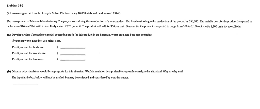 Solved (All answers generated on the Analytic Solver | Chegg.com
