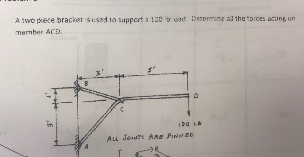 Solved A two piece bracket is used to support a 100 lb load. | Chegg.com