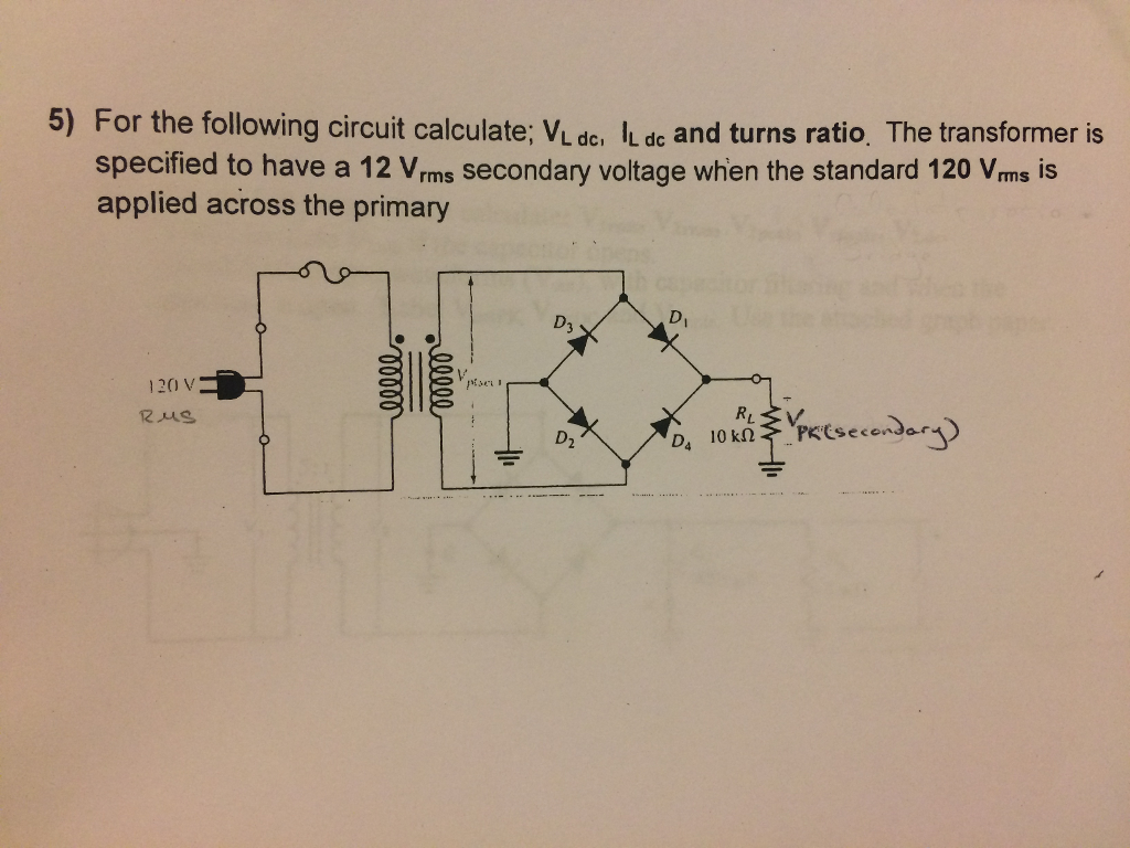 Solved For the following circuit calculate; V_Ldc, I_Ldc and | Chegg.com
