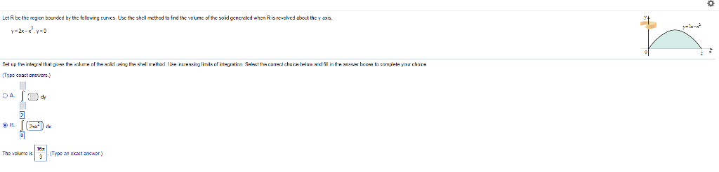 Solved Use the shell method to find the volume of the | Chegg.com