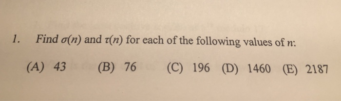 Solved Homework On Number Theoretic Functions