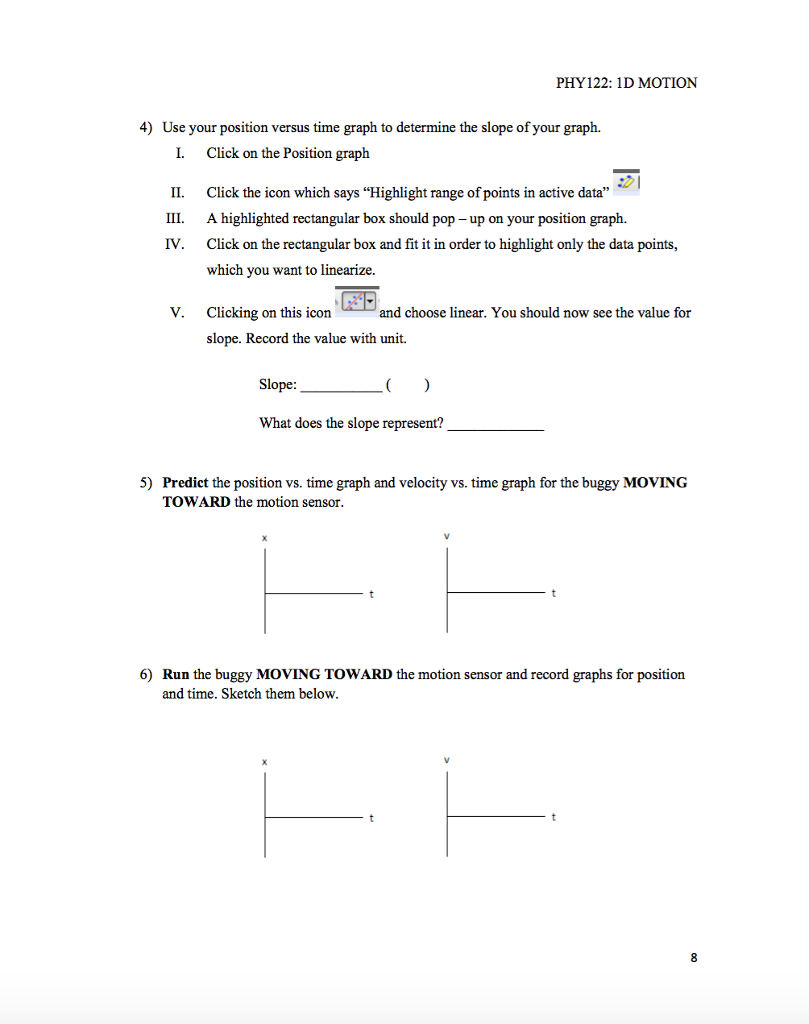 Solved PHY 122: ID MOTION Part 1: Constant Velocity In this | Chegg.com