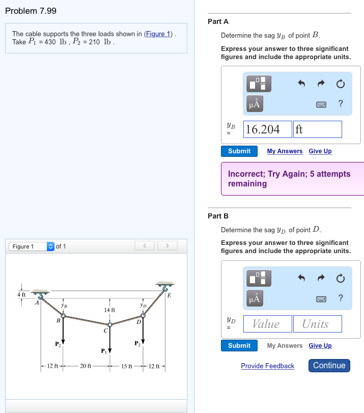 Solved Problem 7.99 Part A The cable supports the three | Chegg.com