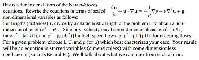 Solved This is a dimensional form of the Navier-Stokes | Chegg.com