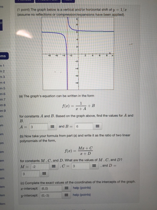 Solved (1 point) The graph below is a vertical and/or | Chegg.com