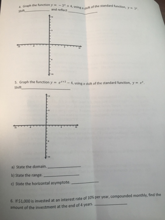 Solved Graph the function y = - 3^x + 4, using, shift of the | Chegg.com