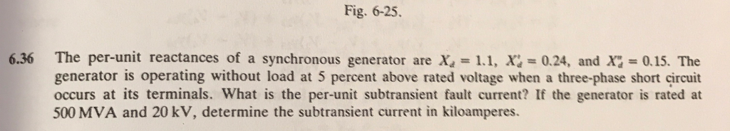 Solved The per-unit reactances of a synchronous generator | Chegg.com