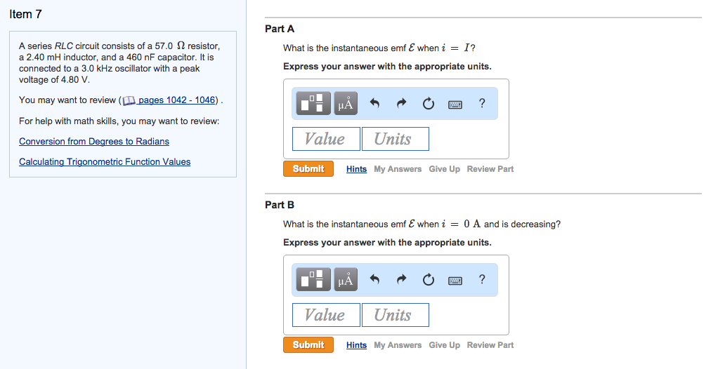 Solved A Series Rlc Circuit Consists Of A 57 0 Ohm Resistor