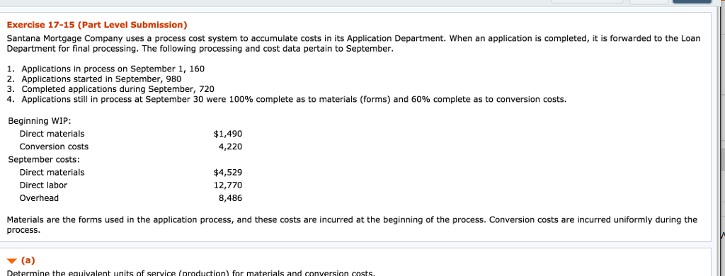 Solved Exercise 17-15 (Part Level Submission) Santana | Chegg.com