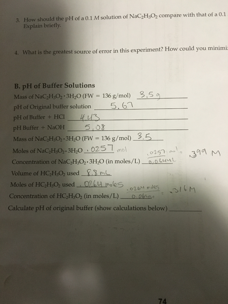 Solved Calculate pH of original buffer, original buffer + | Chegg.com