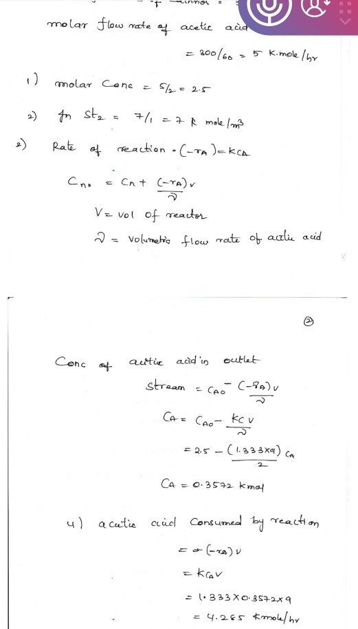 Solved Process 2 (Slow reaction in CSTR): Consider the | Chegg.com