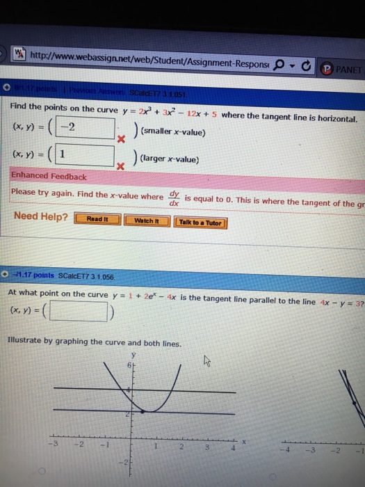 Solved Find The Points On The Curve Y 2x 3 3x 2 12x Chegg