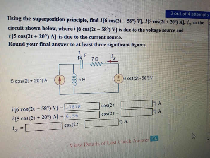 Solved Using the superposition principle, find i[6 cos(2t - | Chegg.com