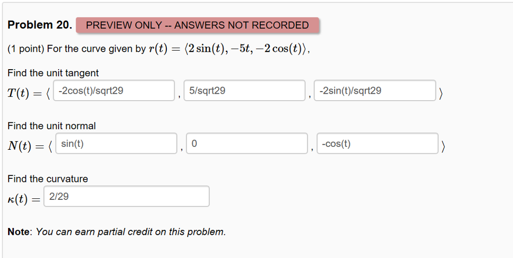 Solved Problem 20. PREVIEW ONLY - -ANSWERS NOT RECORDED (1 | Chegg.com