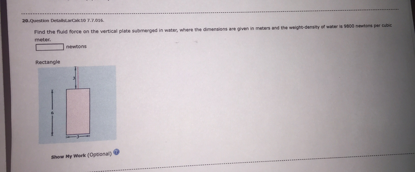 Solved Find the fluid force on the vertical plate submerged | Chegg.com