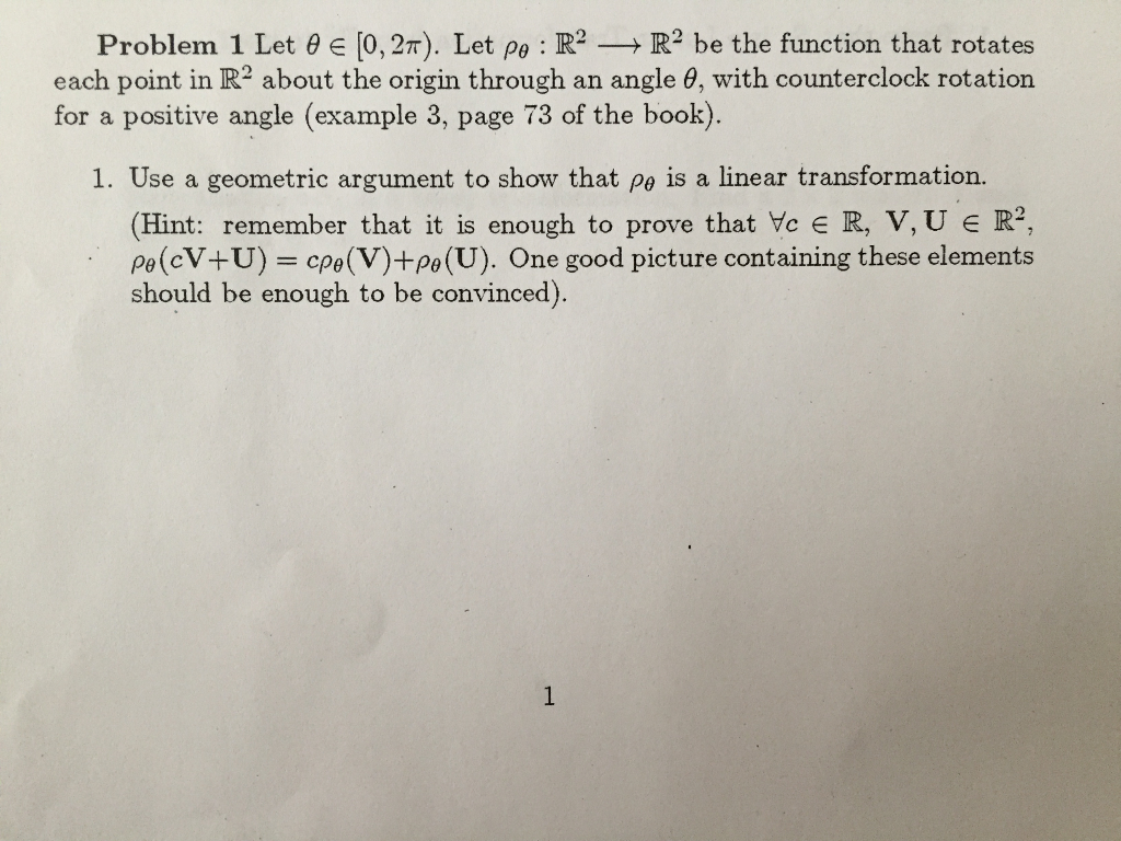 Solved Problem 1 Let 0 e 0,21). Let po R2 R2 be the function | Chegg.com