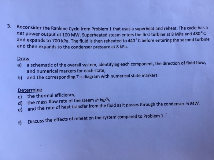 Solved Reconsider the Rankine Cycle from Problem 1 that uses | Chegg.com