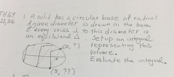 Solved A solid has a circular base of radius a given | Chegg.com