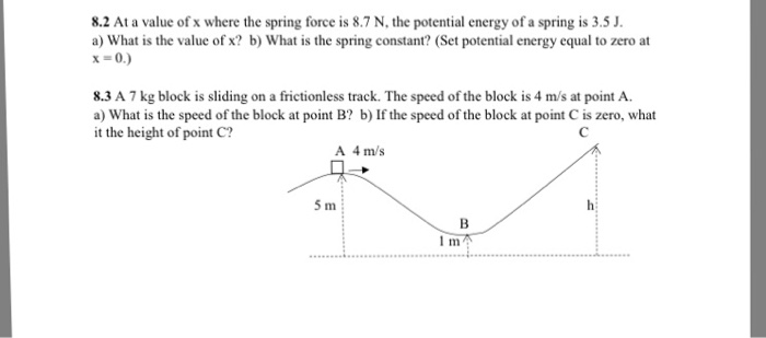 Solved At a value of x where the spring force is 8.7 N. the | Chegg.com