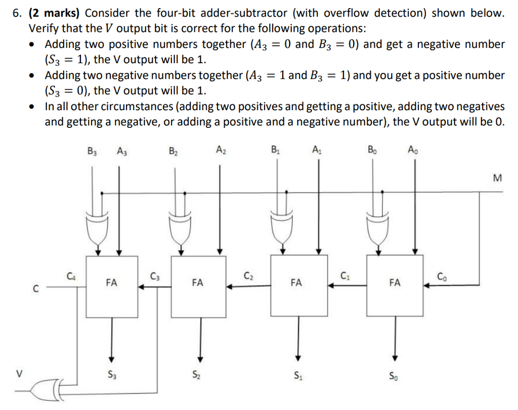 Solved 6 2 Marks Consider The Four Bit Adder Subtractor