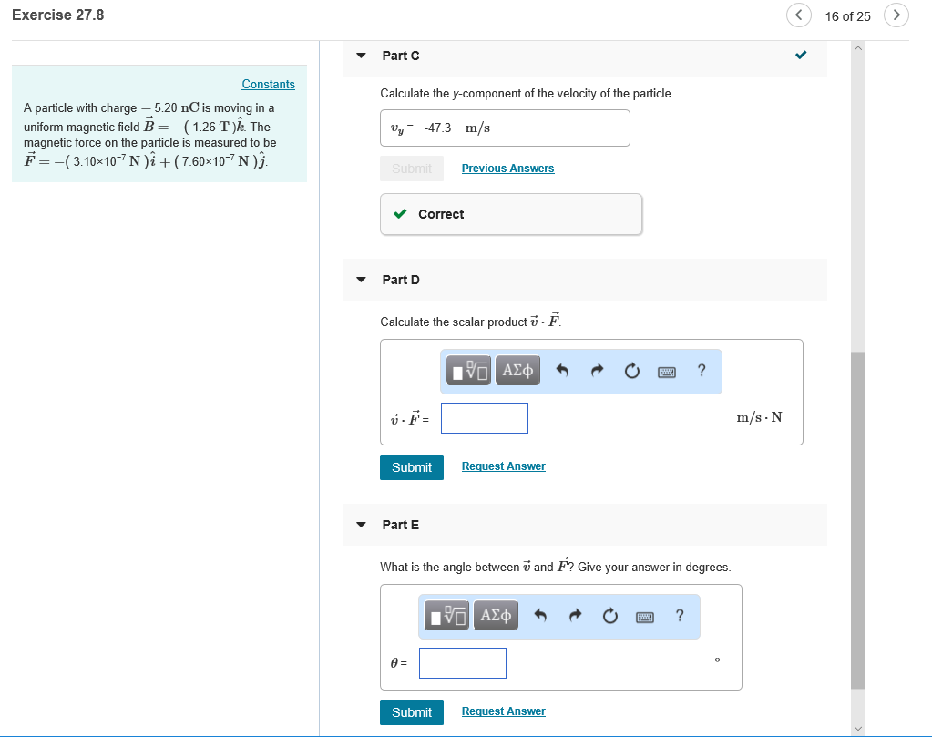 Solved Exercise 27.8 16 of 25 Constants Part A A particle | Chegg.com