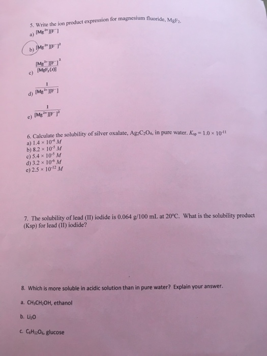 Solved Write the ion product expression for magnesium | Chegg.com
