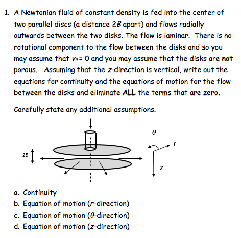 1. A Newtonian fluid of constant density is fed into | Chegg.com