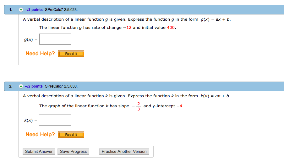 Solved 1. +-/2 points SPreCalc7 2.5.028 A verbal description | Chegg.com