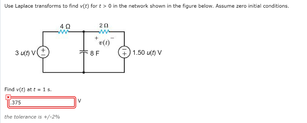Solved Use Laplace transforms to find v(t) for t > 0 in the | Chegg.com