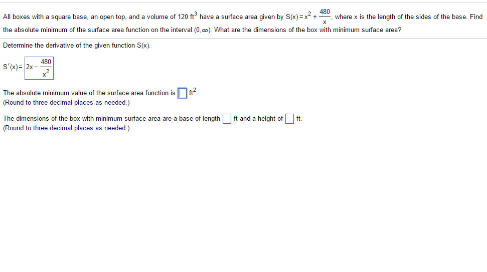 Solved All boxes with a square base, an open top. and a | Chegg.com