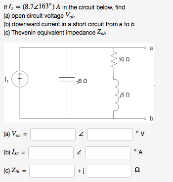 Solved If I, (8.74163°) A in the circuit below, find (a) | Chegg.com