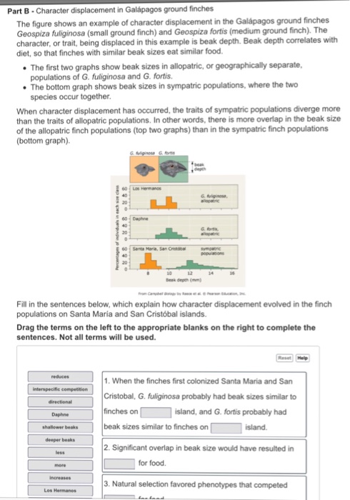 Solved Part B-Character displacement in Galapagos ground | Chegg.com