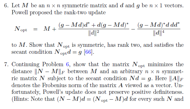 Solved 6. Let M be an nxn symmetric matrix and d and g be n | Chegg.com