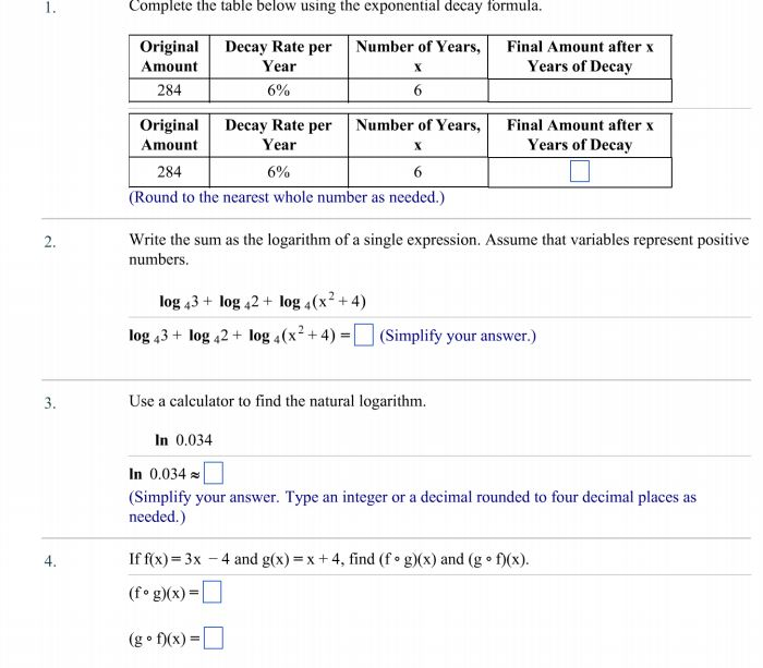 Solved Complete The Table Below Using The Exponential Decay Chegg solved-complete-the-table-below-using-the-exponential-decay-chegg