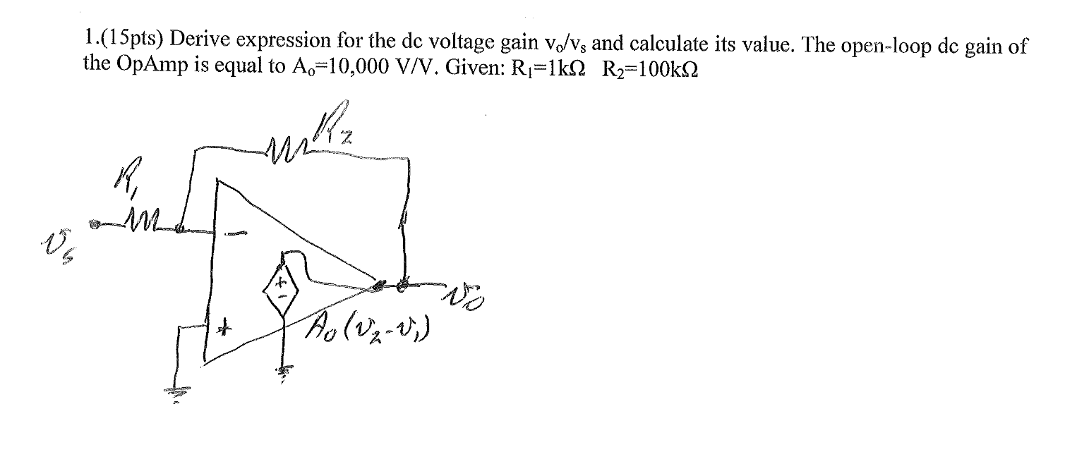 Solved Derive expression for the de voltage gain vo/vs and | Chegg.com