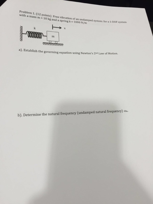 Solved Free vibration of an undraped system: for a 1-DOF | Chegg.com