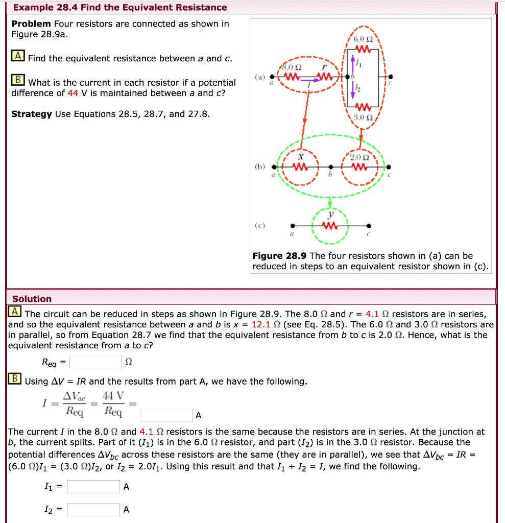 Solved Example 28.4 Find the Equivalent Resistance Problem | Chegg.com