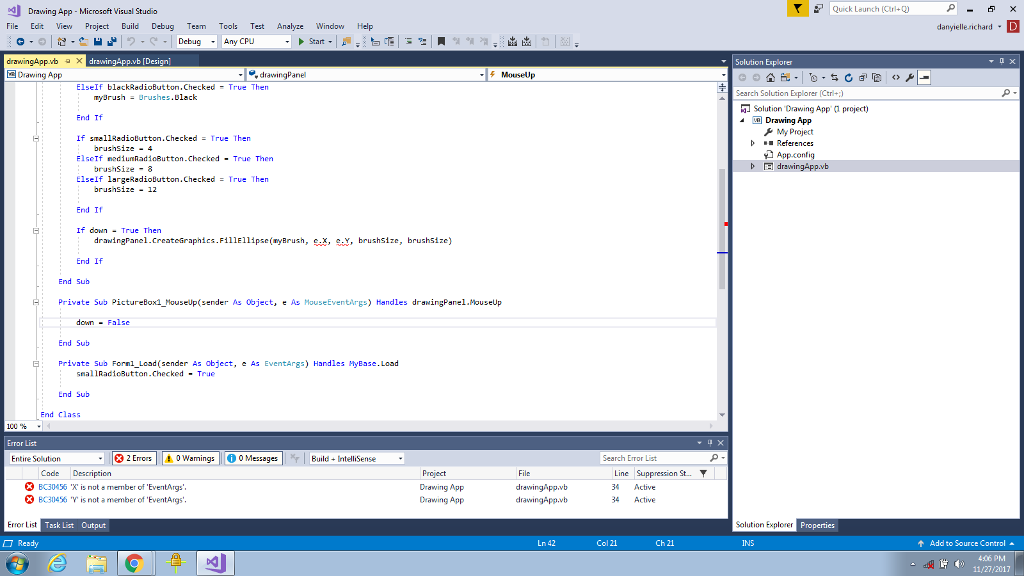 Solved Quick Leunch Crl+Q Drawing App - Microscft Visual | Chegg.com