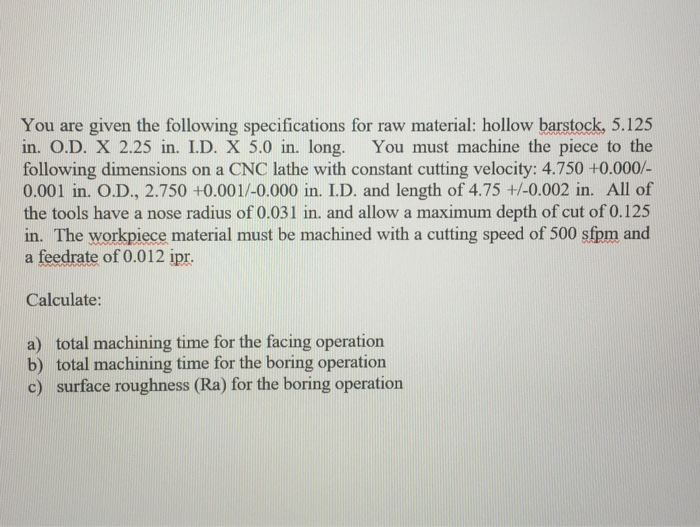 Solved You are given the following specifications for raw | Chegg.com