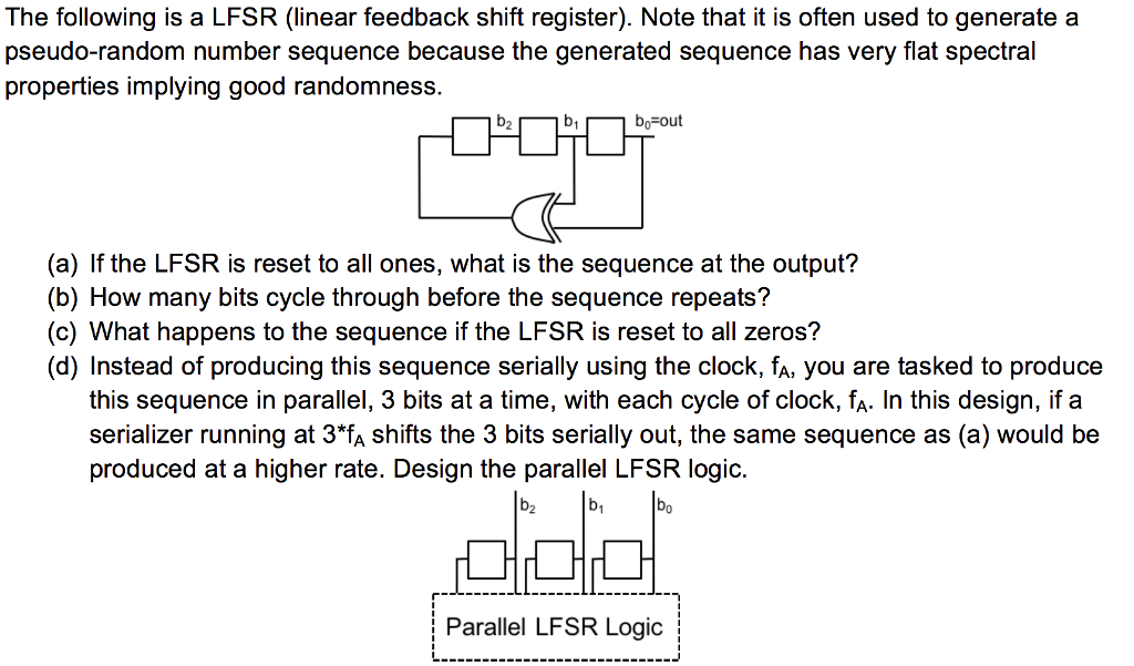 Solved The Following Is A Lfsr Linear Feedback Shift 