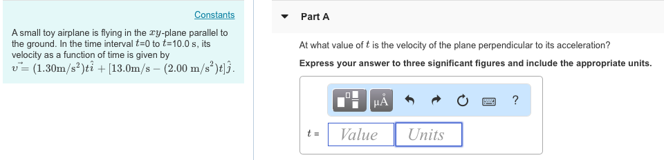 Solved Constants Part A A small toy airplane is flying in | Chegg.com